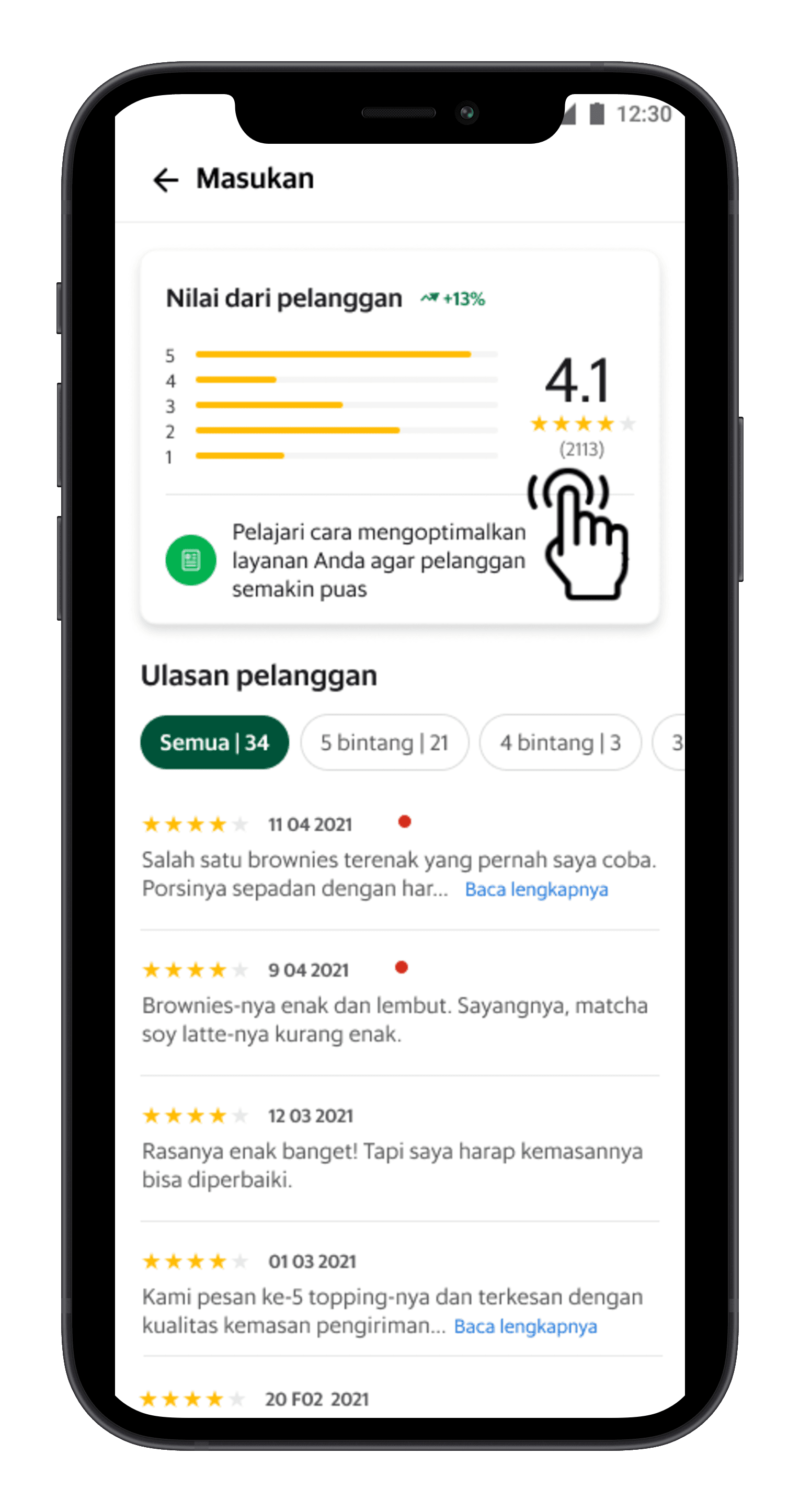 Cara melihat masukan dari pelanggan - GrabMerchant Website